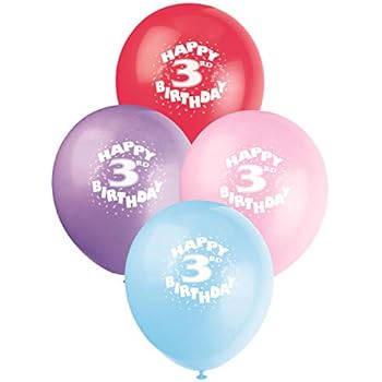 Amazon.com: 12" Latex Happy 3rd Birthday Balloons, 6ct: Kitchen & Dining