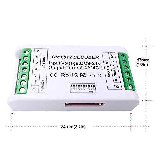 GIDERWEL Mini 4 Channel DMX Decoder,RGBW DMX Decoder,16A RGB RGBW LED ...