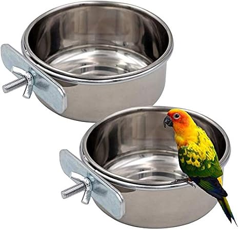 The DDS Store 2 Pack Bird Feeding Dish Cups, Parrot Food Bowl Clamp ...