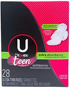 Amazon.com: U by Kotex Teen Ultra Thin Pads 28ct : Health & Household