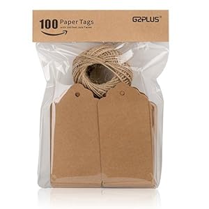G2PLUS 100 PCS Kraft Gift Tags 5 CM * 10 CM Blank Label Paper Wedding ...
