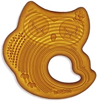 haakaa Natural Rubber Owl Teether, 100% Rubber Sleeping Owl Soothing ...