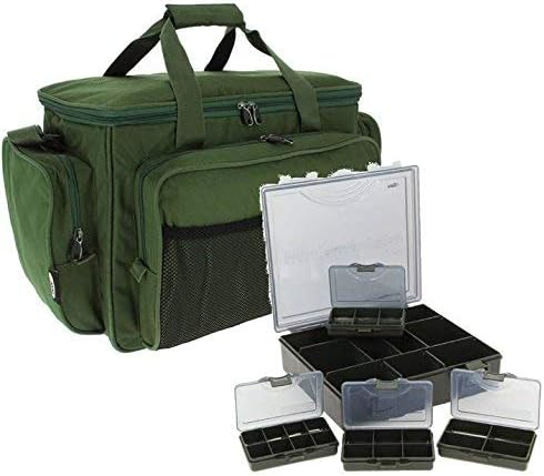 CARP FISHING HOLDALL TACKLE BAG + TACKLE BOX STORAGE SYSTEM LUGGAGE ...