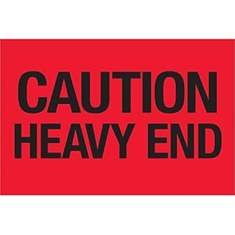 Amazon.com: "Caution Heavy End" Labels/Stickers, 2" x 3", Fluorescent ...