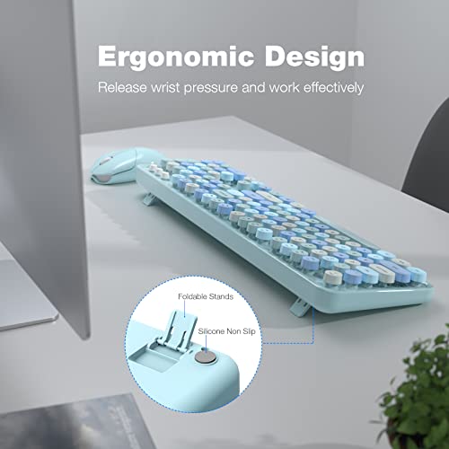 Mofii Wireless Keyboard And Mouse Combo Blue Colorful Round Key Typewriter Keyboards 2 4ghz