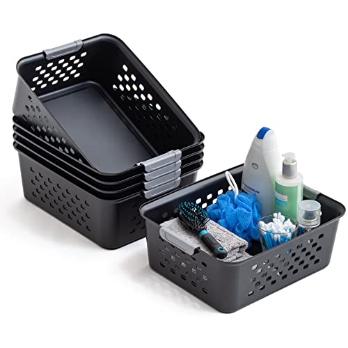 IRIS USA Plastic Storage Basket, 6-Pack, Medium, Shelf Basket Organizer ...