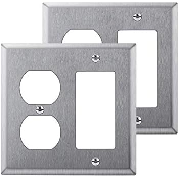 Polished Brass 2 Gang Wall Plate - 1 Duplex Outlet 1 GFI/Rocker ...