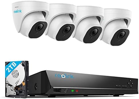 REOLINK 4K Security Camera System, 4 Wired Tower Cameras H.265 PoE 4K with Person Vehicle ...