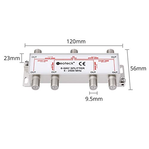 Neoteck 6-Way Coax Cable Splitter MoCA 5-2500MHz, Coaxial Splitter ...