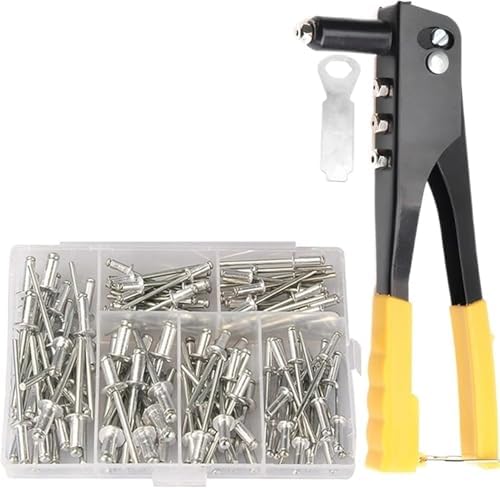 100 nails+Heavy Duty Riveter Set Pop Rivet Gun Blind Rivets Assortment ...