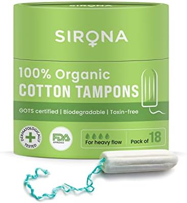 Sirona Heavy Flow Organic Tampons for Women - 18 Tampons | FDA approved ...