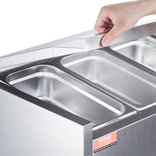 VEVOR Refrigerated Condiment Prep Station, 140 W Countertop ...