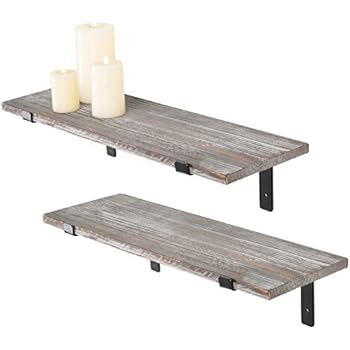 Amazon.com: 24-Inch Industrial Black Metal Pipe & Rustic Wood Wall ...