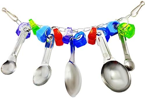 SunGrow Parrot Toy Spoon, 13.7 Inches Long, Colorful Stainless Steel ...
