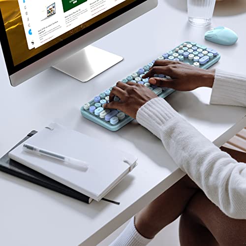 Mofii Wireless Keyboard And Mouse Combo Blue Colorful Round Key Typewriter Keyboards 2 4ghz