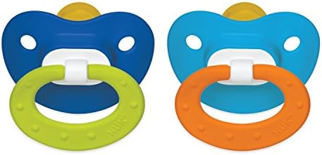 NUK Natural Shape Orthodontic Pacifiers, Latex, 6-18 Months Colors May ...