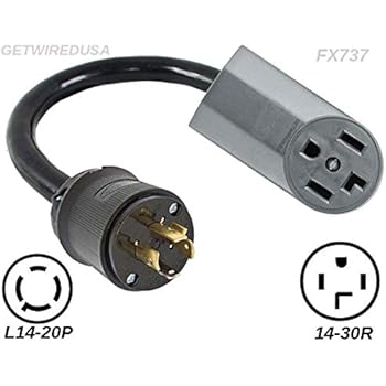 L14-20P Male 4-Pin Plug To L14-30R 4-Prong Female Receptacle Outlet ...