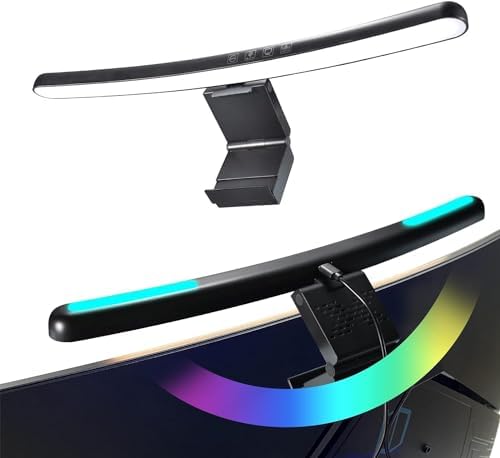 DMG Computer Monitor Light, 7-Color RGB Adjustable, Curved Computer ...