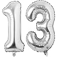 Amazon.com: Jonhamwelbor 13 Number Balloons Silver Giant Jumbo Big ...