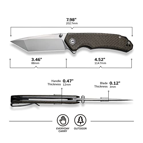 CIVIVI Brazen Pocket Knife,3.5-Inch Folding Knife Tanto D2 Blade ...