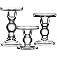 Amazon.com: CYS EXCEL Glass Candle Holder Sets (D-3.5" H-3.5" | 4.5" | 5.5")(Set of 3) Glass ...