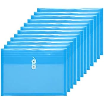 Amazon.com : TIENO Plastic Envelopes with String Closure Clear Side Loading Folders Legal Size ...