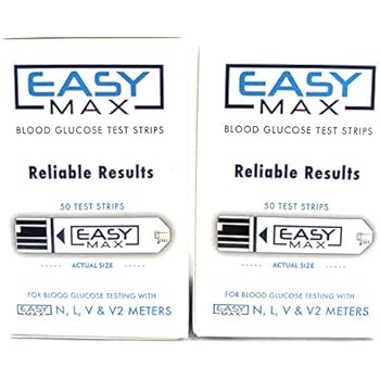 Amazon.com: 100 EASYMax Blood Glucose Test Strips(2 Boxes of 50 ...