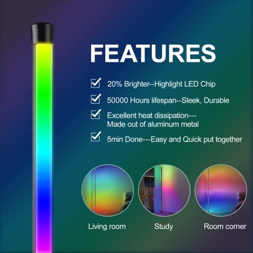 Rayefo RGB Corner Floor LED Lamp Color Changing 356 Mood Lighting Modes ...