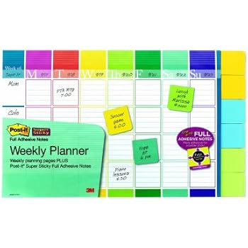 Amazon.com : Post-it Notes Weekly Planner, 18 x 12-Inches, 52 Weeks ...