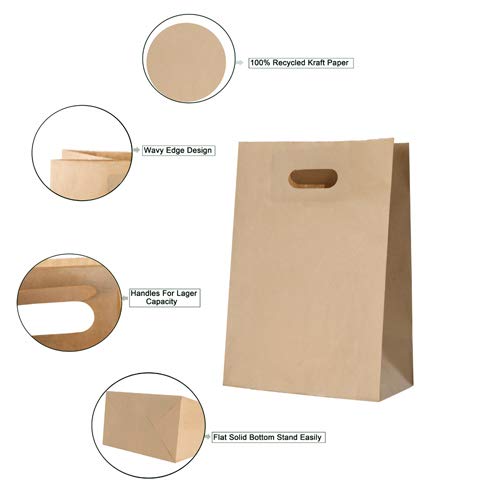 25 Pcs-6x2.4x8"-Brown Kraft Paper Gift Bags with Handles, Lunch Bags ...