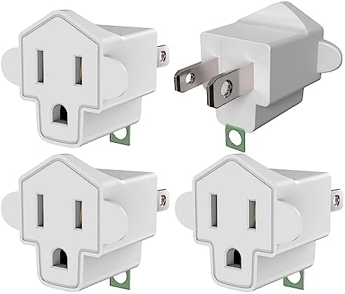 4 Pack ETL Listed Grounding Outlet Adapter, JACKYLED 3-2 Prong Adapter ...