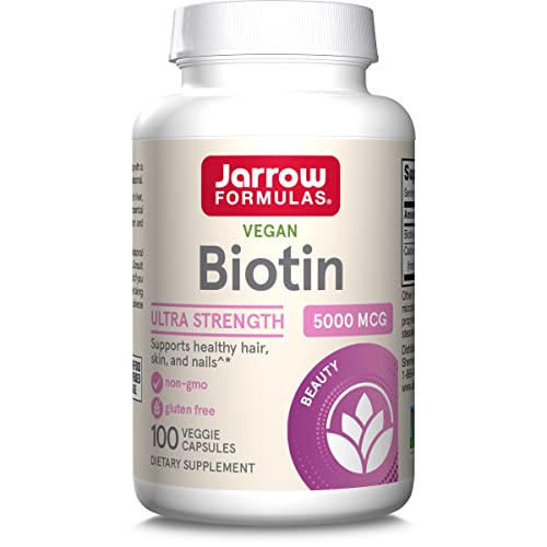 Jarrow Formulas Biotin 5000 mcg - 100 Veggie Capsules - Supplement ...