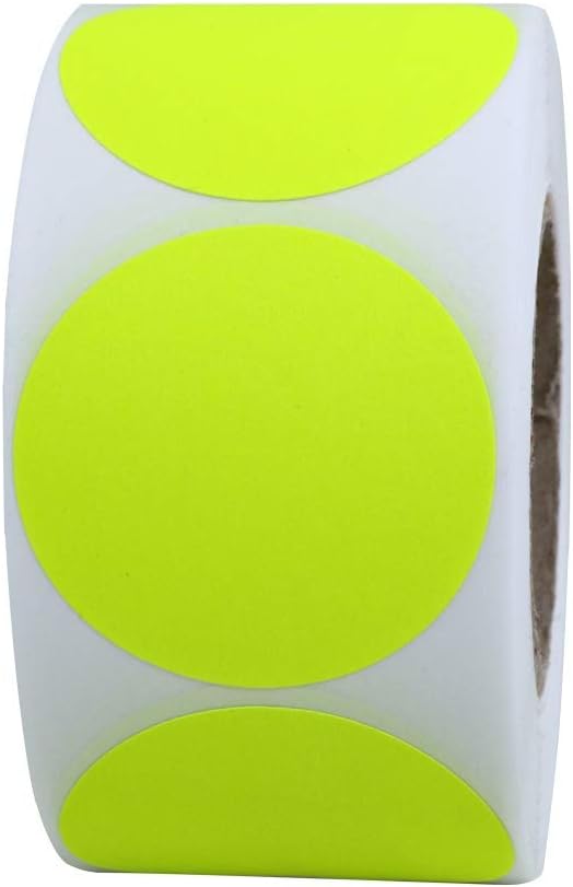Hybsk Fluorescent Yellow Round Stickers 1.5 Inch Color Coding Dots ...