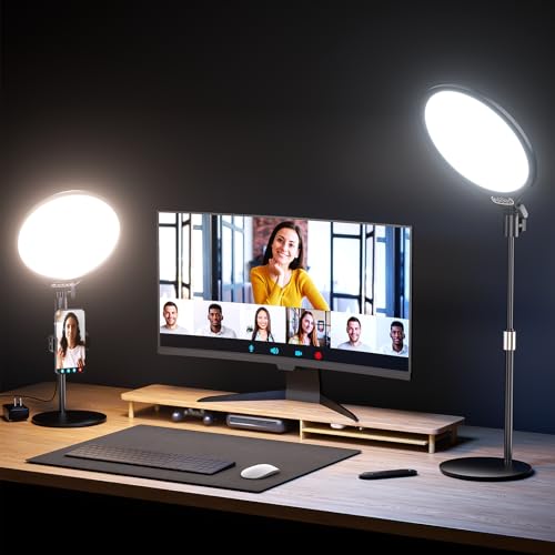 Aureday 10.5” Dimmable Desktop Ring Light with Stand and Phone Holder ...
