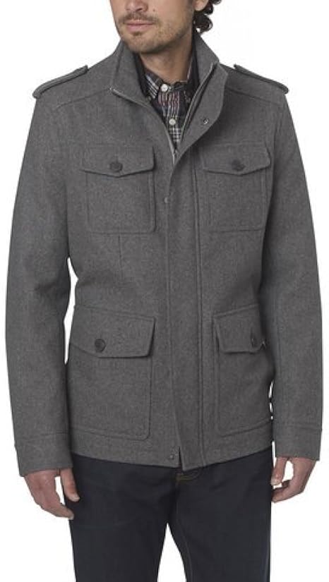 Dockers Men's 4 Pocket Wool Melton Jacket, Grey Heather, Large: Amazon ...