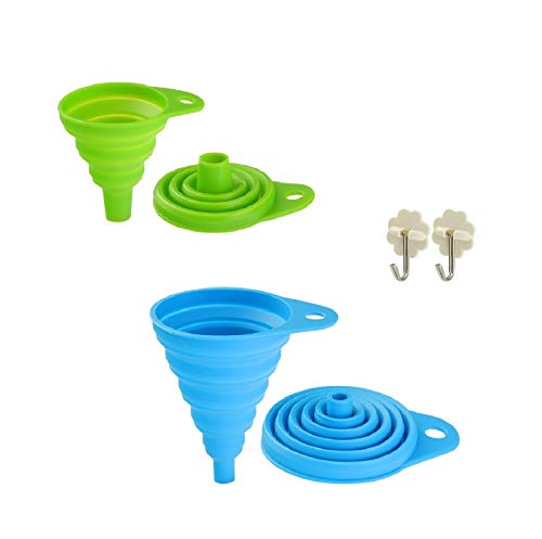 Collapsible Funnel Set, Flexible/Foldable/Kitchen Funnel for Water Bottle Liquid Transfer Narrow ...