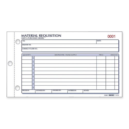 Rediform Material Requisition Book, Carbonless, 2 Part, 4.25 x 8.5 ...
