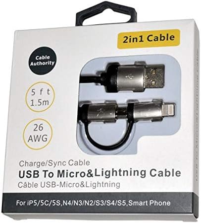 USB to Micro USB/Lightning 26 AWG 2C Cable - Black - price in UAE ...