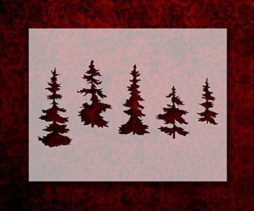 Amazon.com: Pine trees various forest Stencil Template Reusable 8.5 x ...