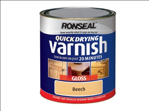 Ronseal QDVGB750 750mlQuick Dry Varnish Coloured Gloss Beech: Amazon.co ...