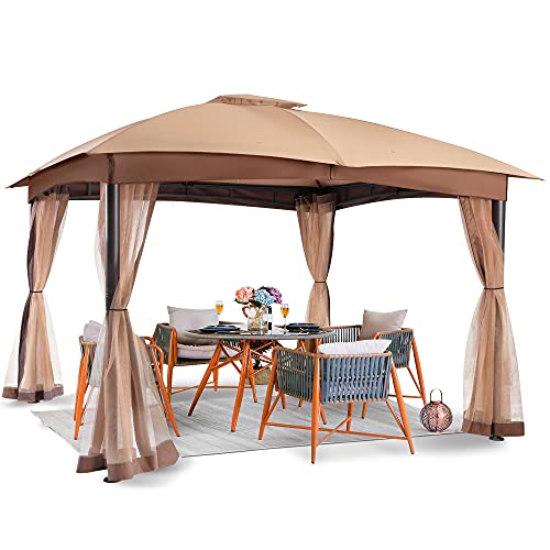 FAB BASED 10x12 Gazebo for Patio, Double Vent Canopy Gazebo with ...