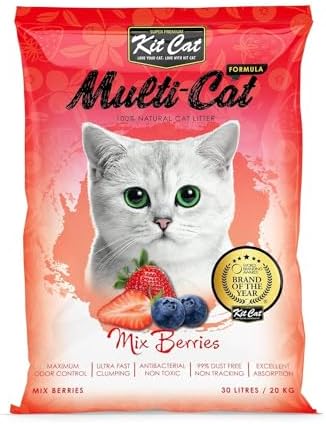 Kit Cat Multicat Mix Berries Formula Cat Litter, 20 Kg, Multicolor ...