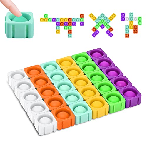 Bubble Fidget Pop it Blocks Toy, Owiwell 30Pcs Pop Fidget Toy Jigsaw ...