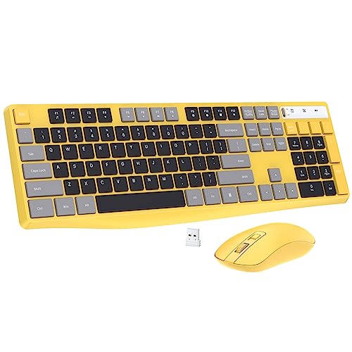 Wireless Keyboard and Mouse Combo, Lovaky 2.4G Full-Sized Ergonomic ...