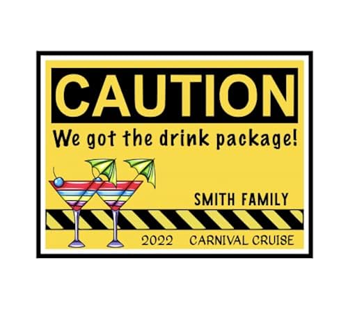 Large Caution Drink Package Sign Magnet for Cruise Door, Royal ...
