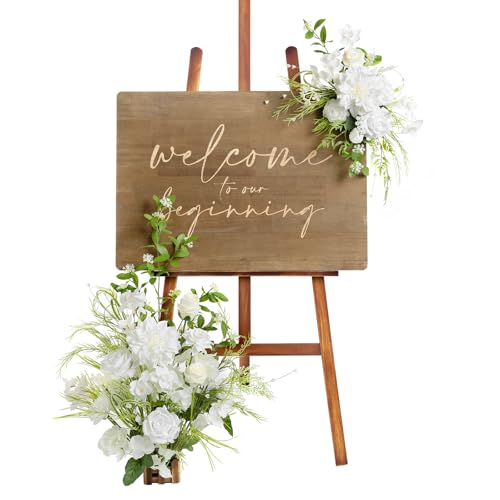Ling's Moment Wedding Floral Swag Welcome Sign Artificial Flowers ...