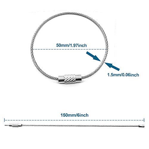 sunseek 20 Pack Wire Keychain Cables, 6 inch Stainless Steel Cable ...