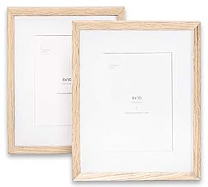 Set of 2, (8x10 in | 20x25 cm) Natural Solid Oak Wood Picture Frame ...