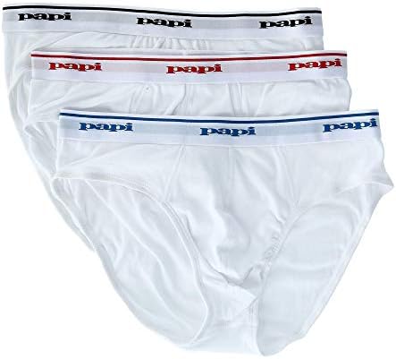 Papi Men's Cotton Low Rise Brief Pack of 3 Underwear, White, Large ...