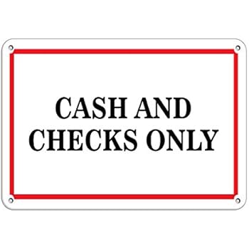 Amazon.com : Cash and Checks Only Business Sign Feature Department ...